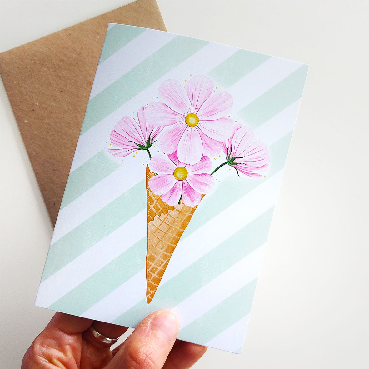 Cosmos Ice Cream Cone Card – Talking of Plants